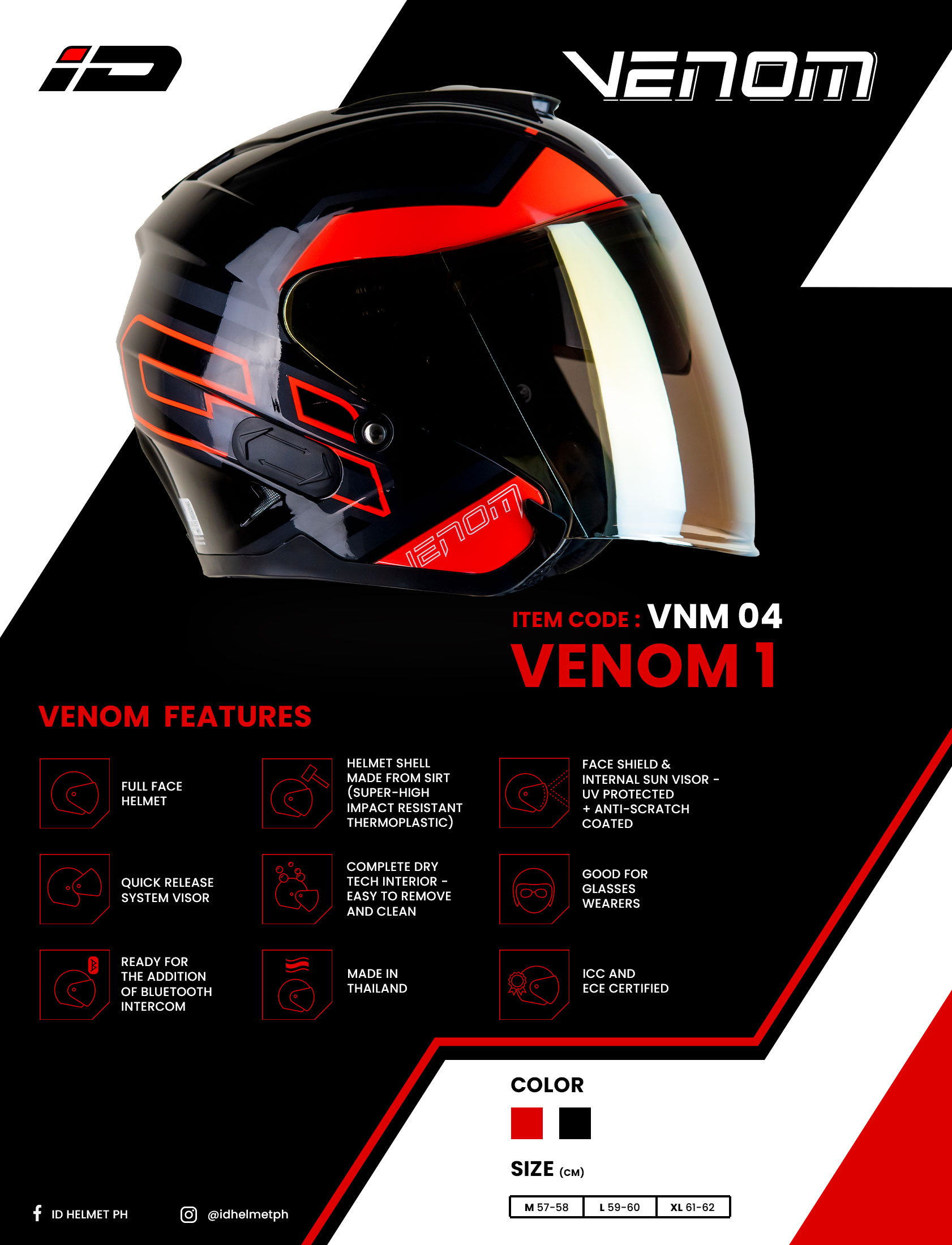 HIGH QUALITY ID HELMET PHILIPPINES (VENOM EDITION) | Lazada PH