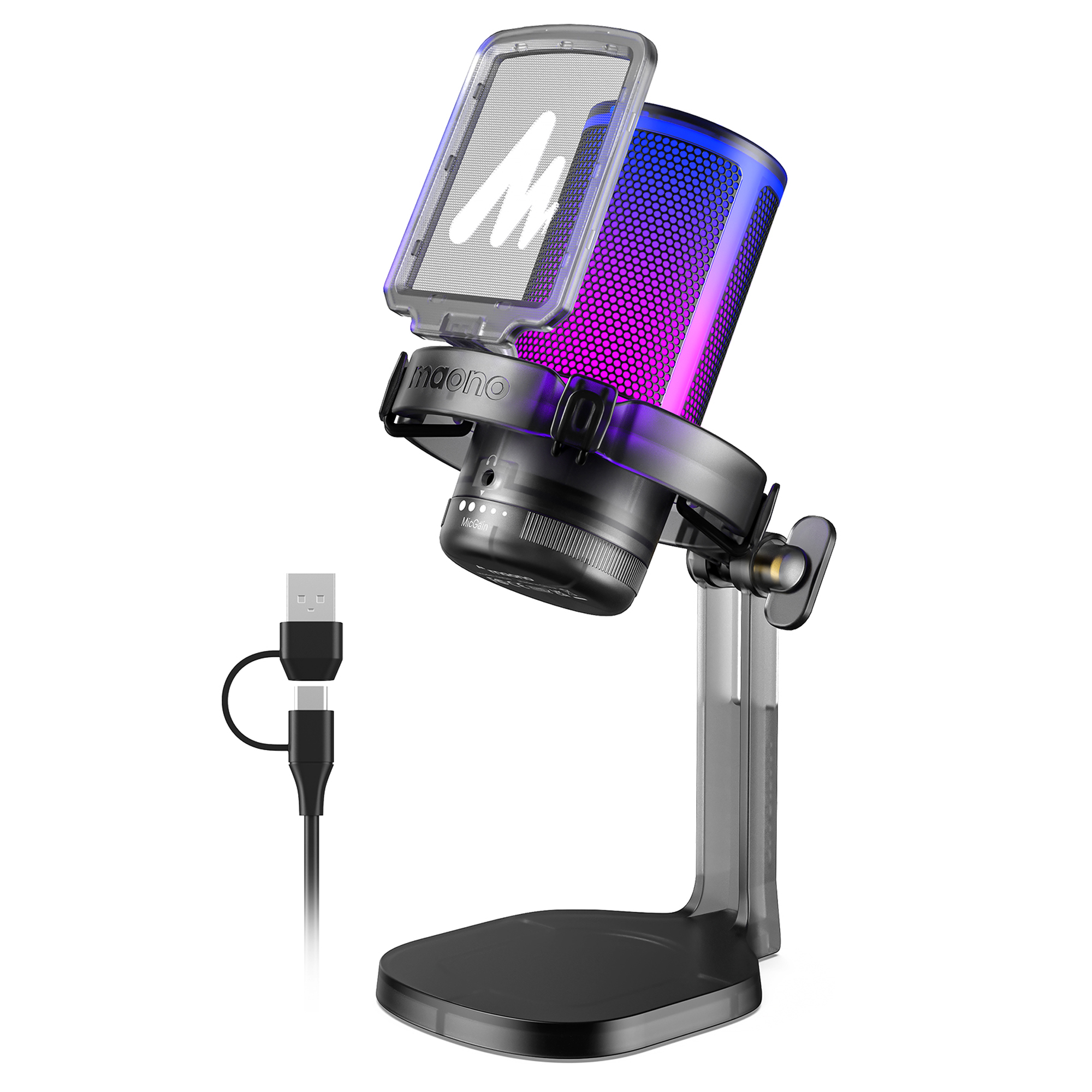 MAONO DGM20 Crystal Version Gaming Microphone For PC,Noise Cancelling ...