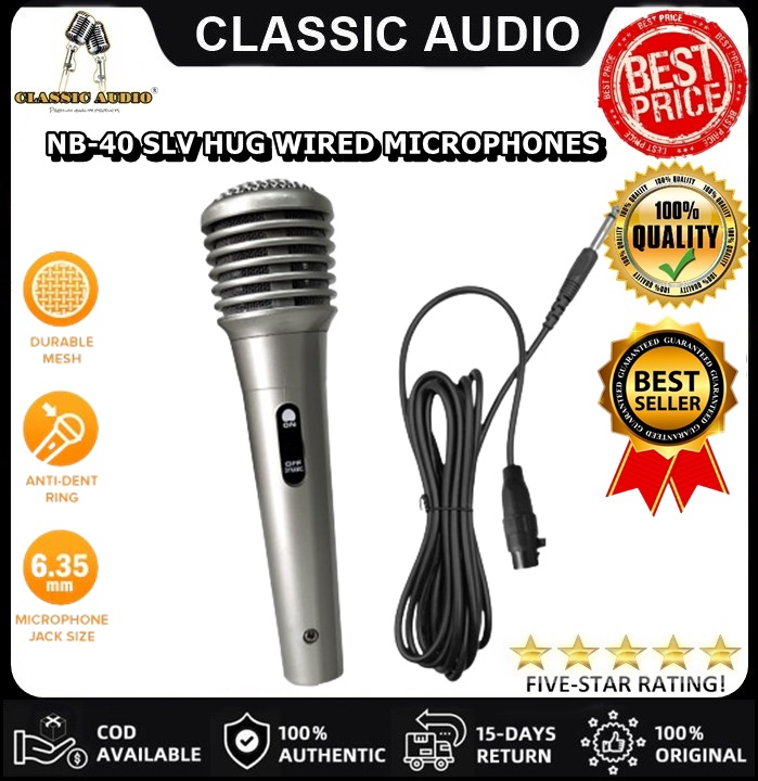 HUG Professional Dynamic Wired Microphone Karaoke Microphone High-End Dynamic Wired Mic NB-40 ...