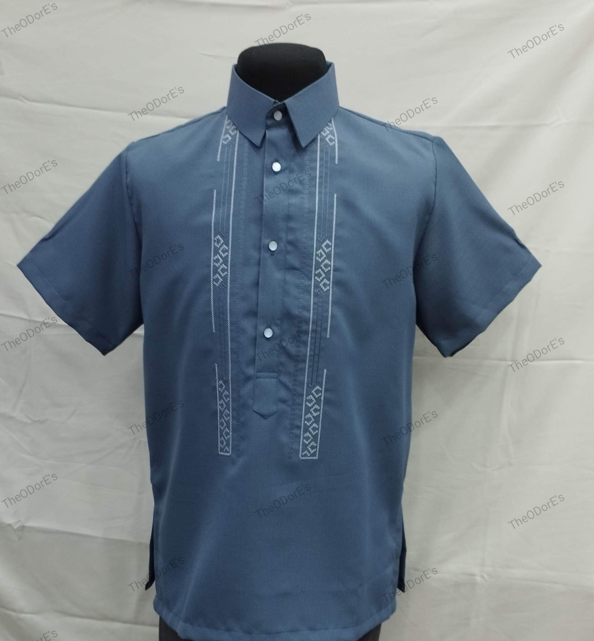 LINEN POLO BARONG (#010I) Blue Gray | Lazada PH