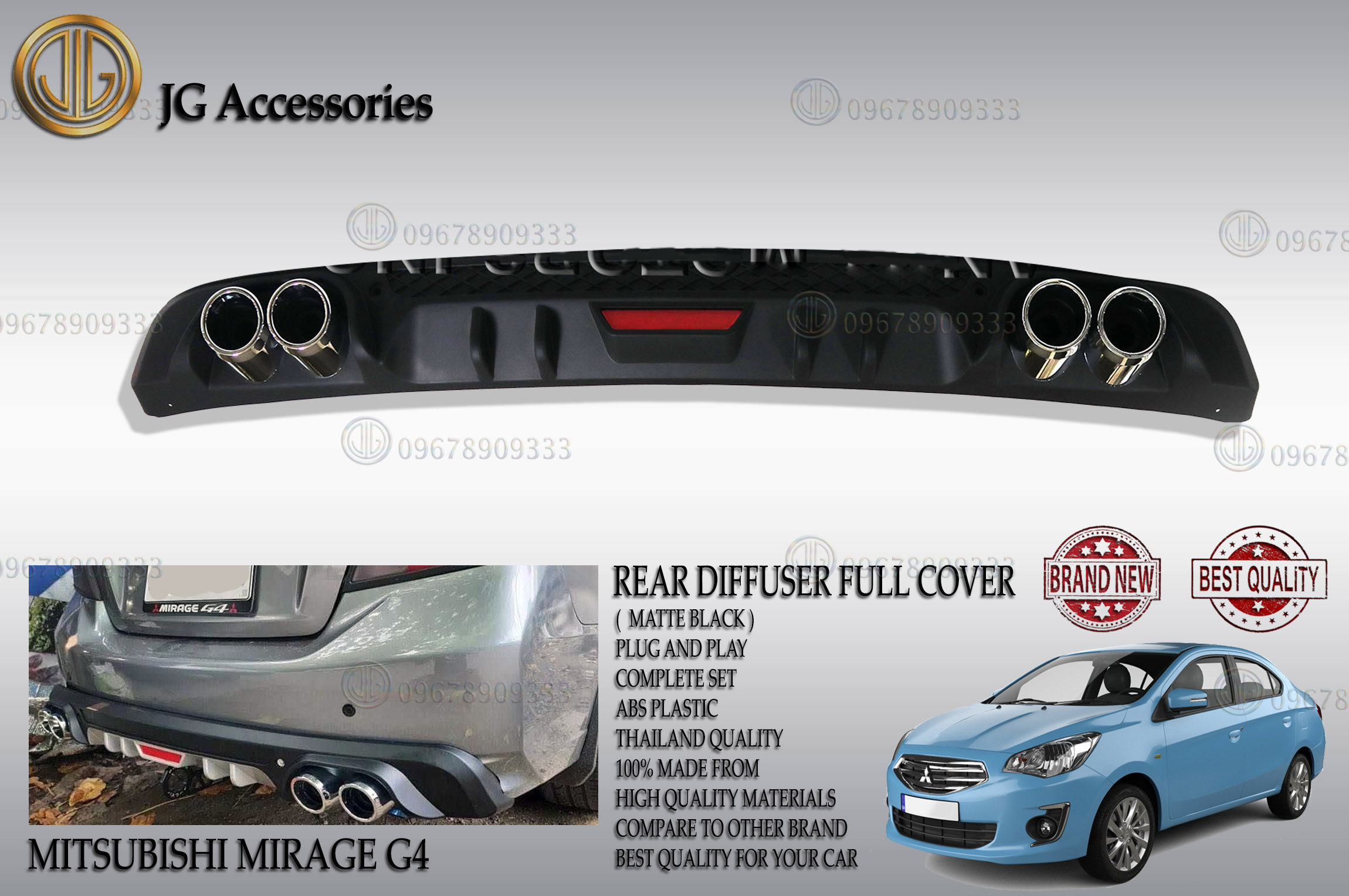 MITSUBISHI MIRAGE G4 2019 2020 2021 GLX AND GLS REAR BUMPER DIFFUSER ...
