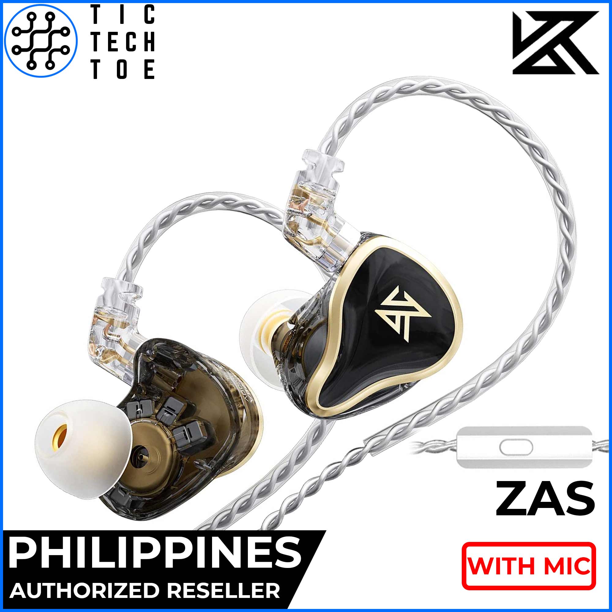 KZ ZAS 16 Driver Hybrid HiFi Earphones with Mic | Lazada PH