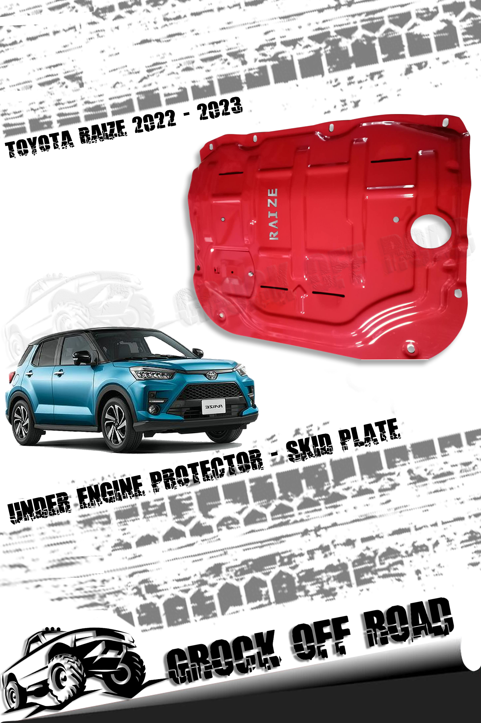 TOYOTA RAIZE 2021 2022 2023 UNDER ENGINDE PROTECTOR / SKID PLATE / RED ...
