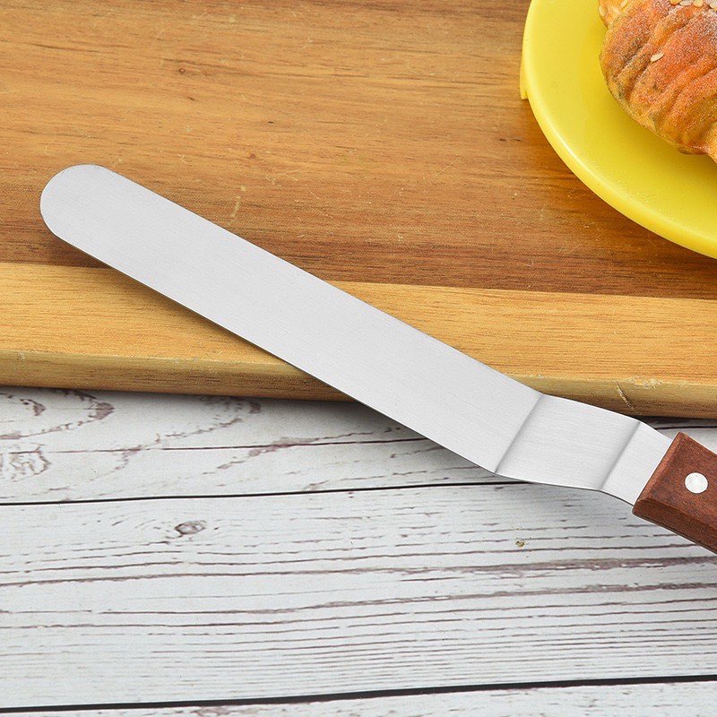 STAINLESS STEEL OFFSET SPATULA ICING SPATULA WOODEN HANDLE | Lazada PH