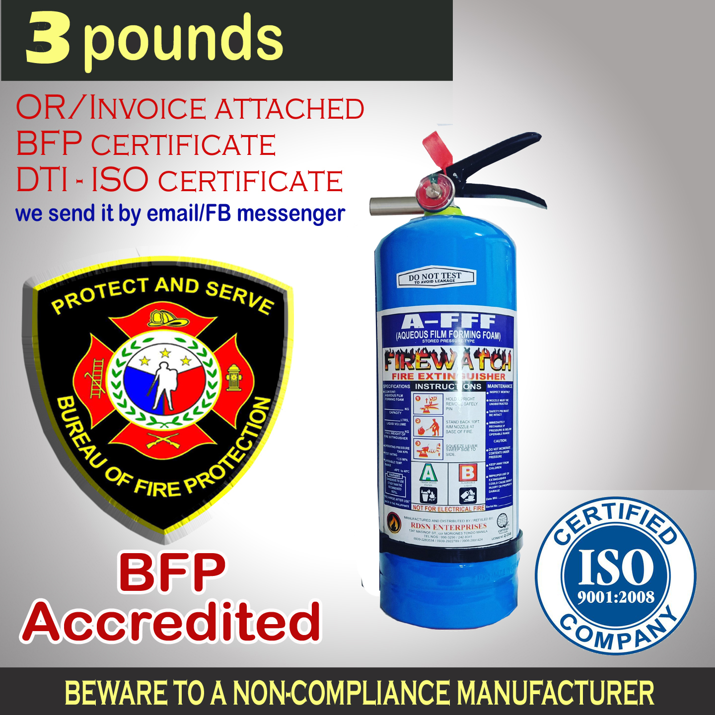 Fire extinguisher 3lbs. blue AFFF | Lazada PH