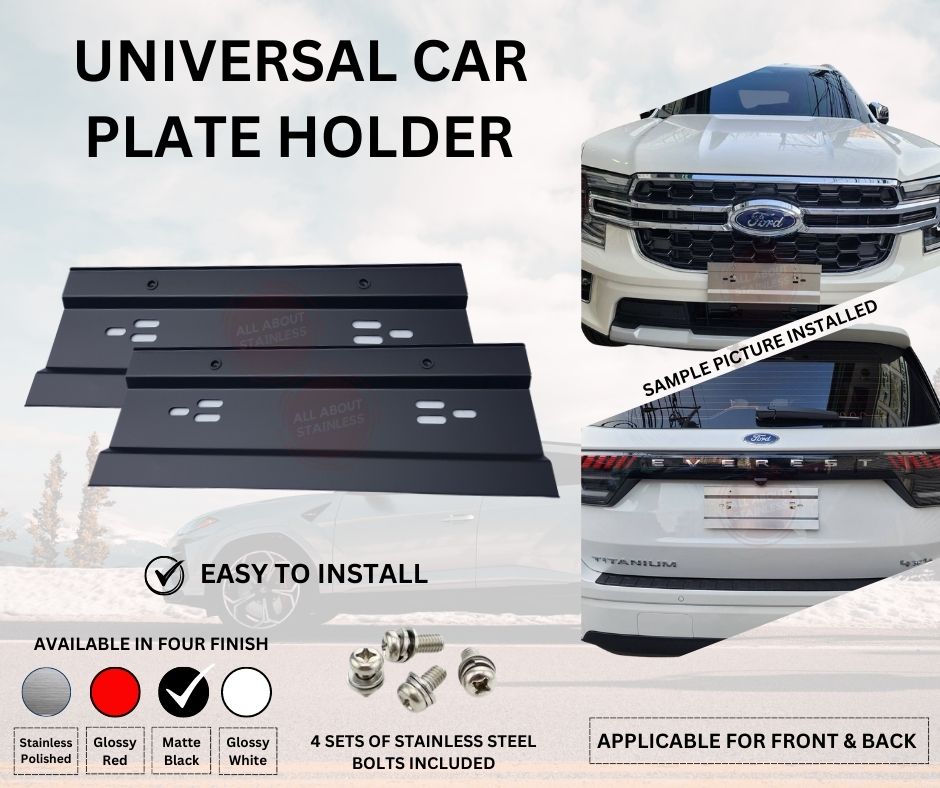 FORD NEXT GEN EVEREST Stainless Steel Universal Car Plate holder (PLAIN ...
