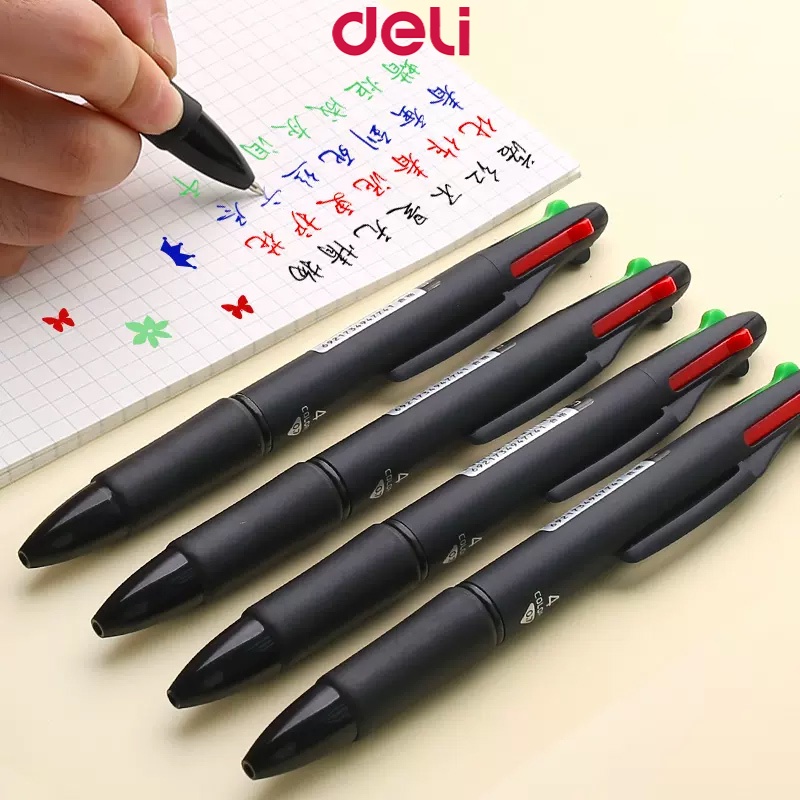 Deli 1.0mm Ballpoint Four Colors In 1 Ballpoint Pen 1Pcs Writing ...