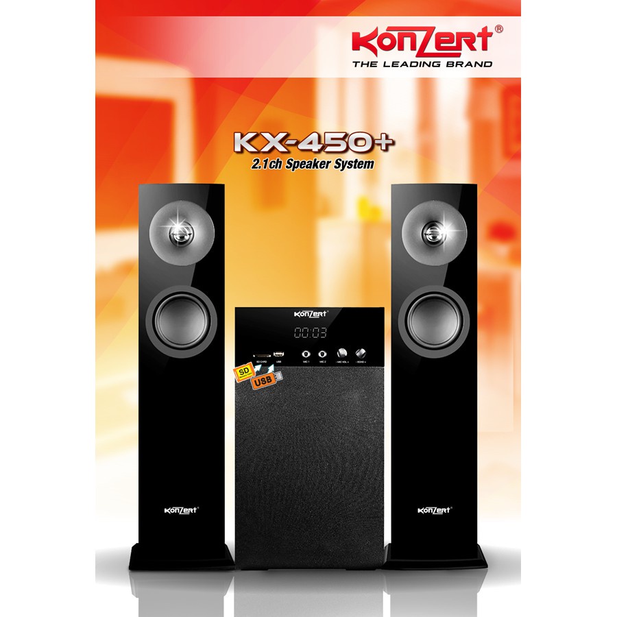 Konzert KX-450+ Multimedia Speaker System w/ Bluetooth, FM, SD/USB ...