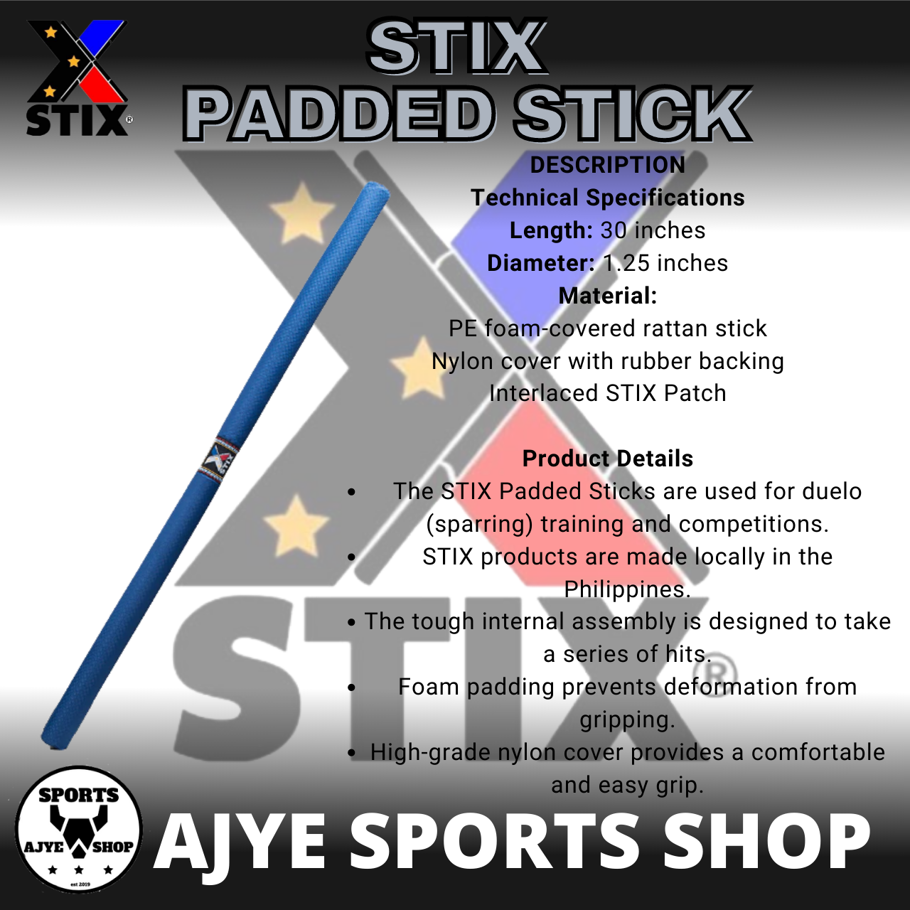 STIX ARNIS | ESKRIMA | PADDED STICKS per piece | Lazada PH