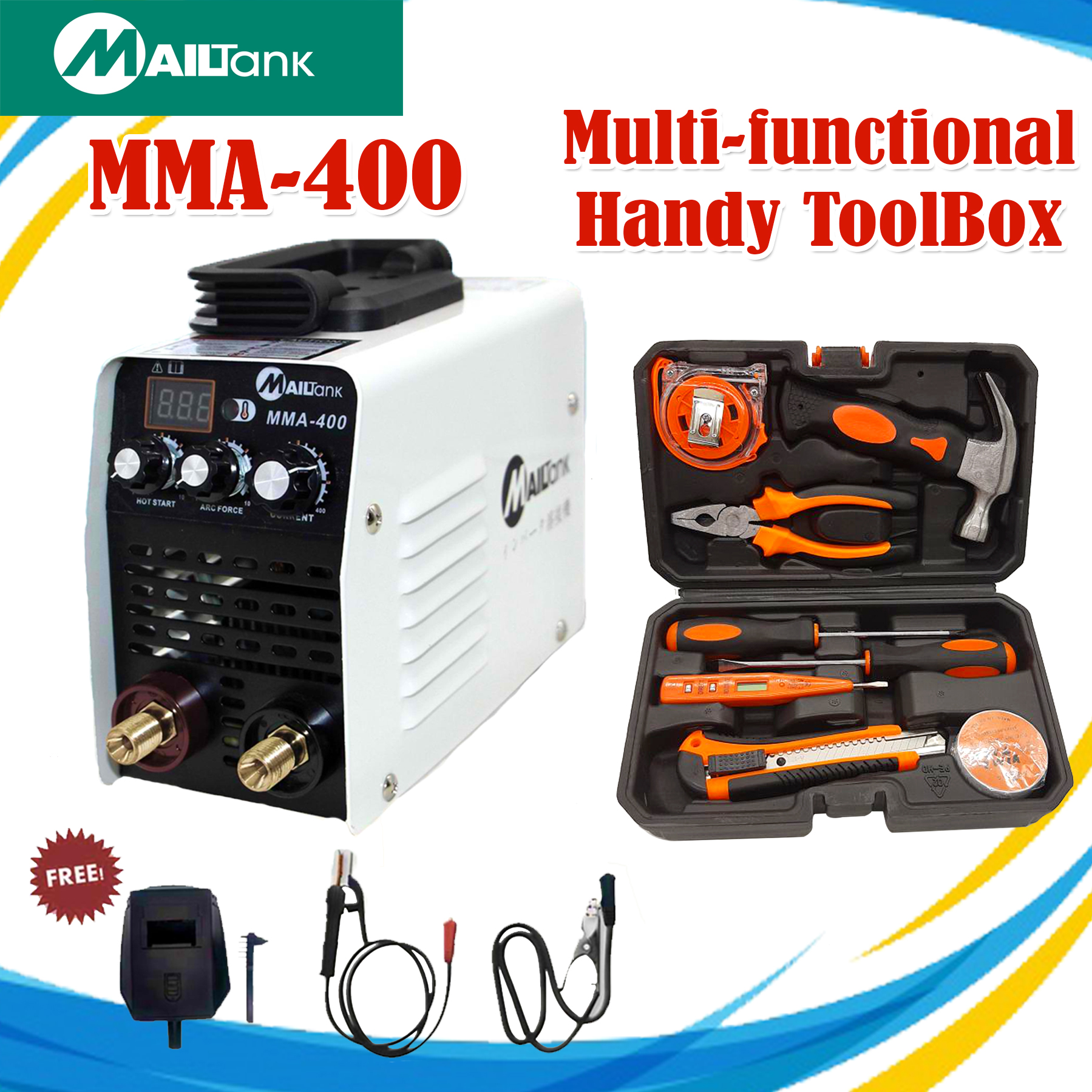 MailTank (SH122-HT003) MMA-400 IGBT Mini Portable Inverter Welding Machine (White) & Multi ...