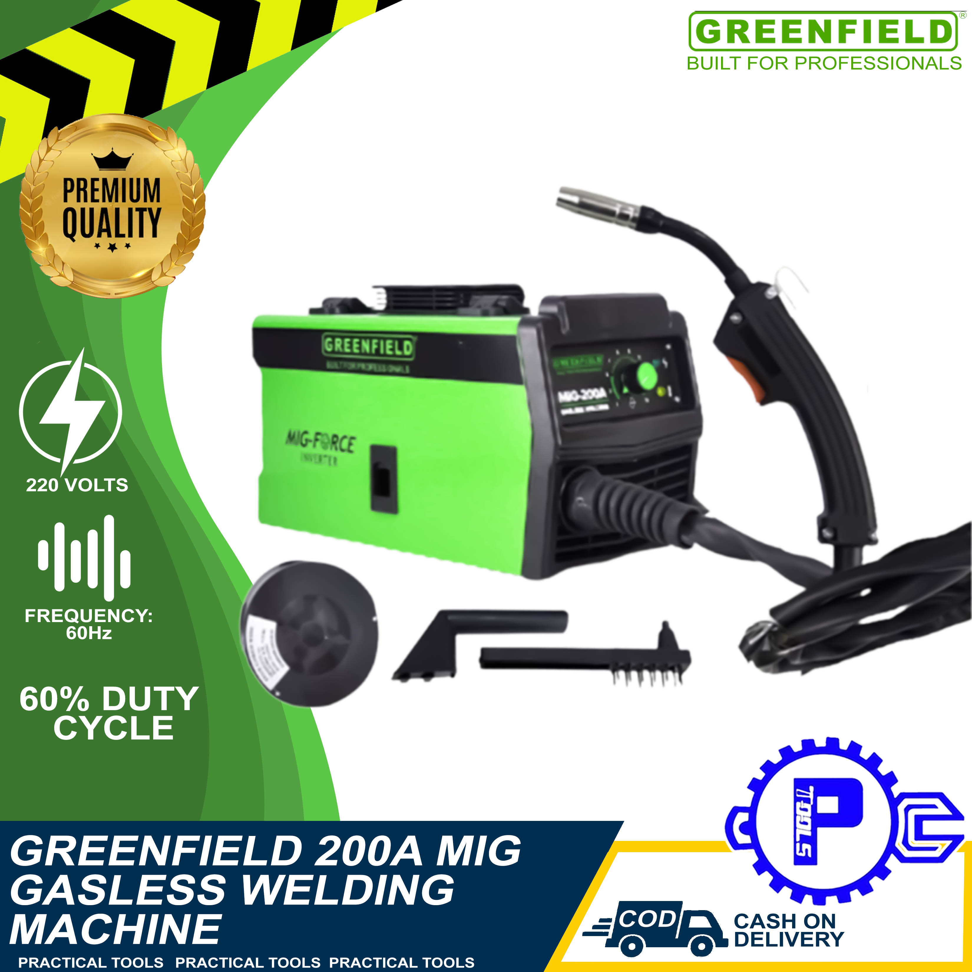 GREENFIELD 200Amp MIG Gasless Welding Machine 08-03-10200M With free ...