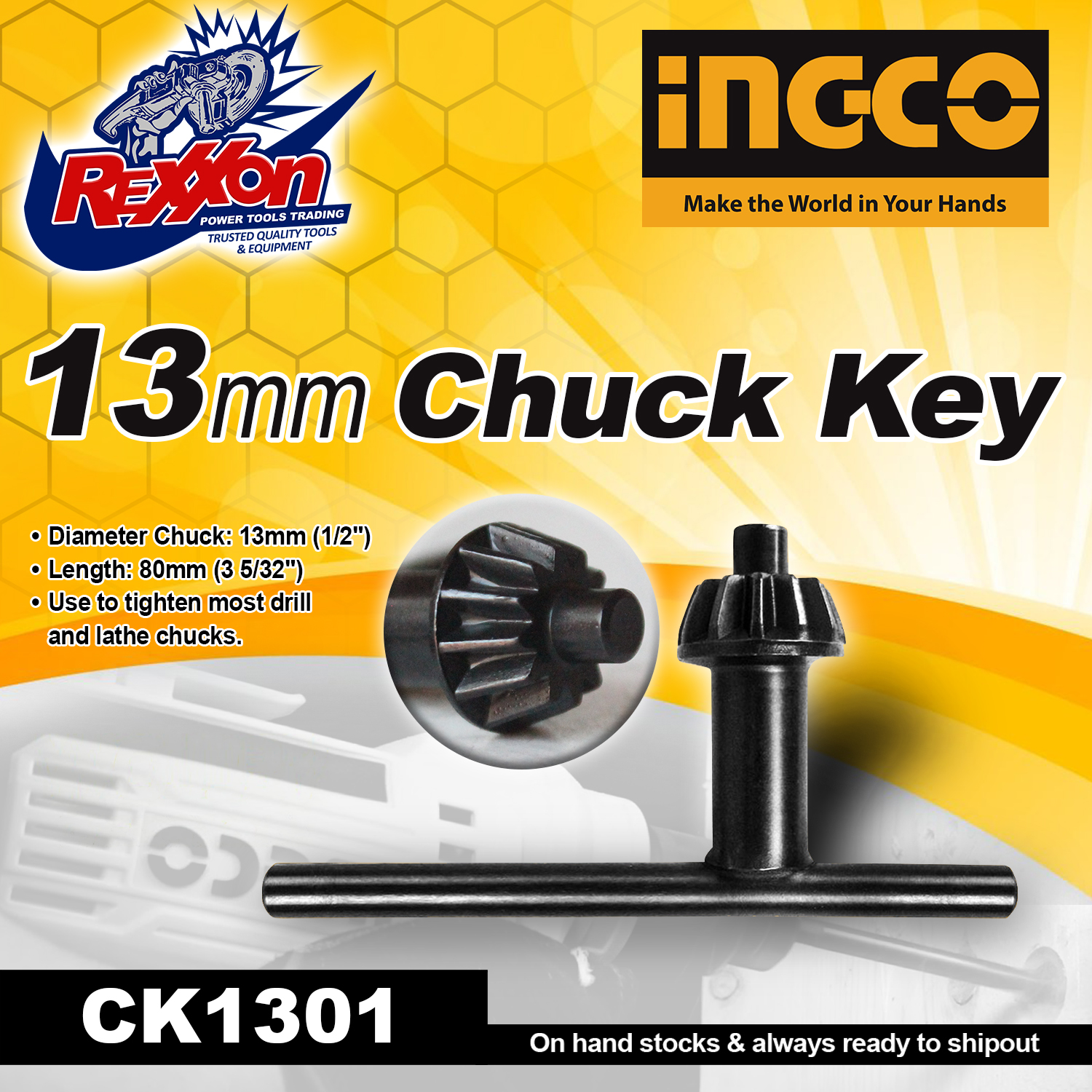 INGCO 13mm 1/2" Chuck Key CK1301 Rexxon Power Tools Trading | Lazada PH