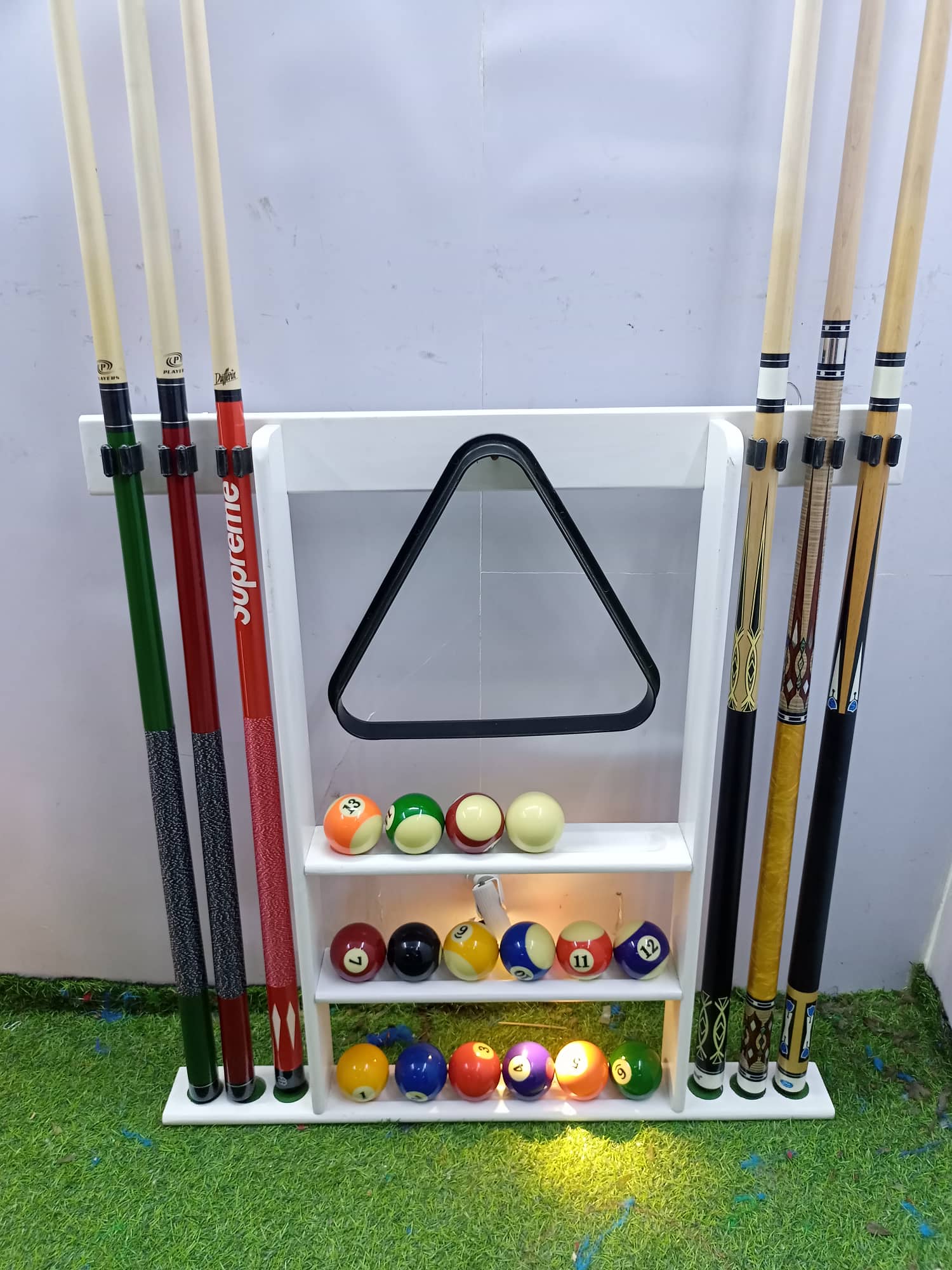 2 In 1 Cue Rack With Ball Rack / Lagayn ng Tako at Bola ng Bilyaran ...