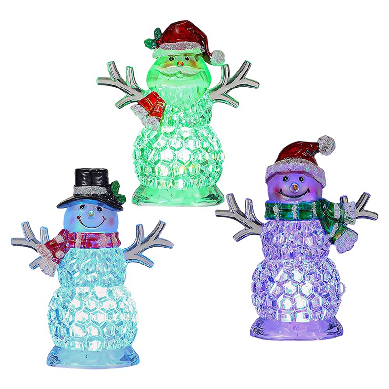 3 Pcs Ice Cube Snowman Christmas Ornament Christmas Night Light ...