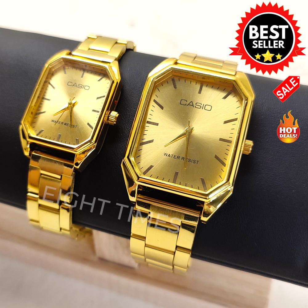 Casio V007 Square GOLD Black Dial Watch for MEN Free Box | Lazada PH