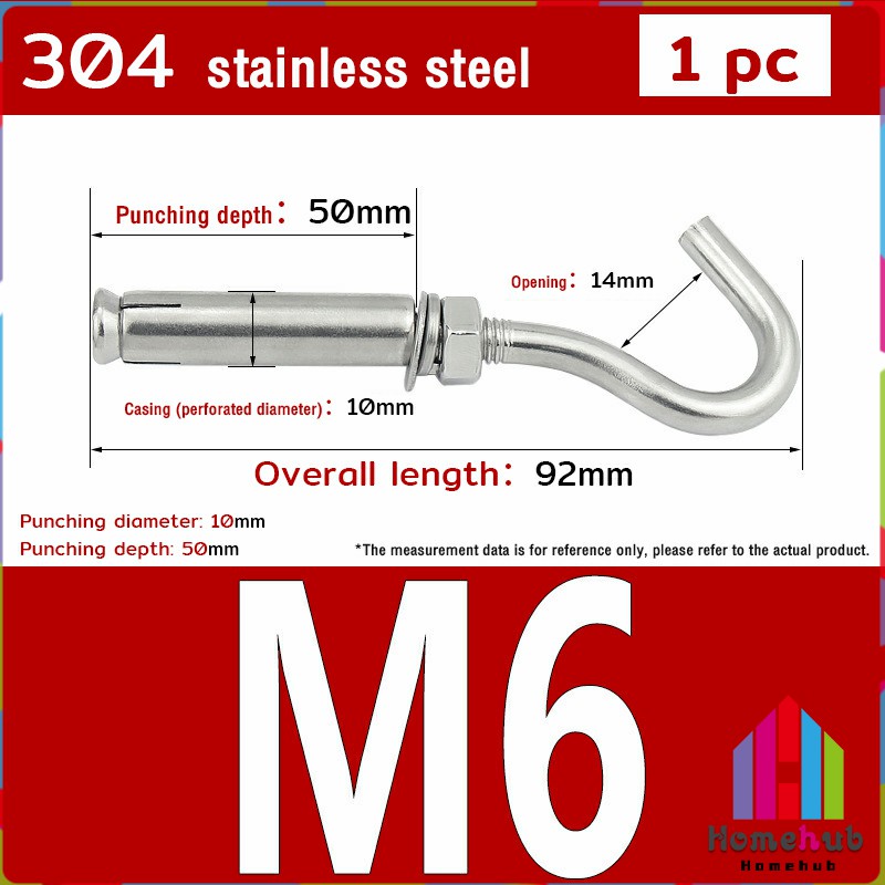 HB Heavy Duty Concrete Hook 304 Stainless Steel M6 M8 M10 Expansion ...