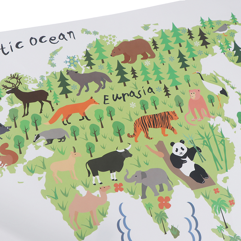 ChangAn Animal World Map Colorful World Sticker Kids Home Wall Decor ...