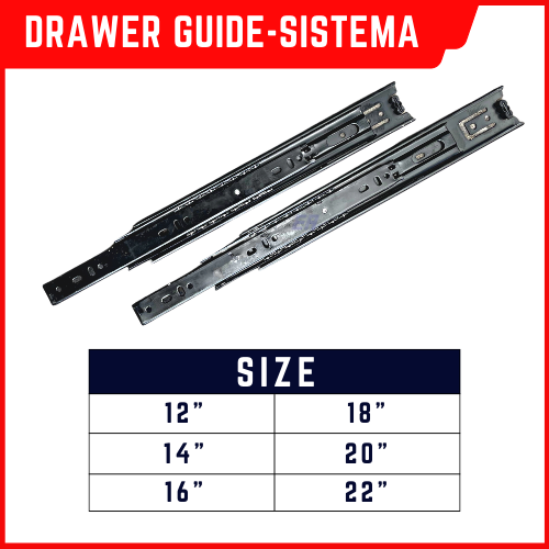 SISTEMA DRAWER GUIDE / BEARING SLIDE HEAVY DUTY (12", 14", 16", 18", 20 ...