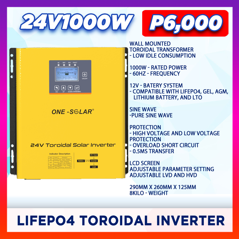 One Solar Toroidal Inverter 24V1000W - Off Grid Inverter not Snadi ...