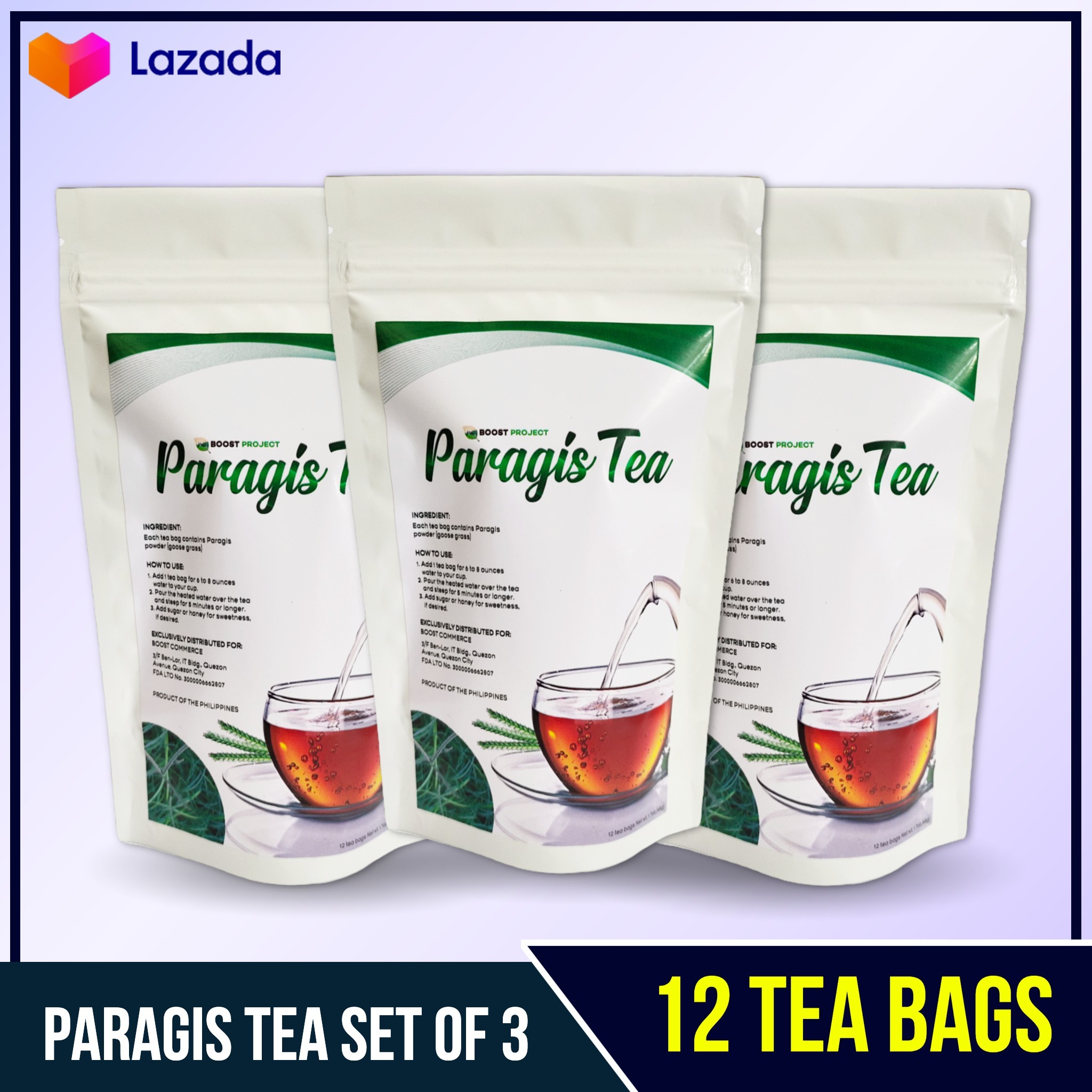 Set of 3 Original BOOST PROJECT Paragis Tea | Premium Paragis Tea | 12 ...