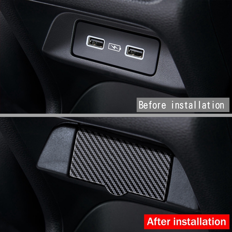 Car Carbon Fiber Rear USB Charger Port Air Outlet Vent Trim Panel ...