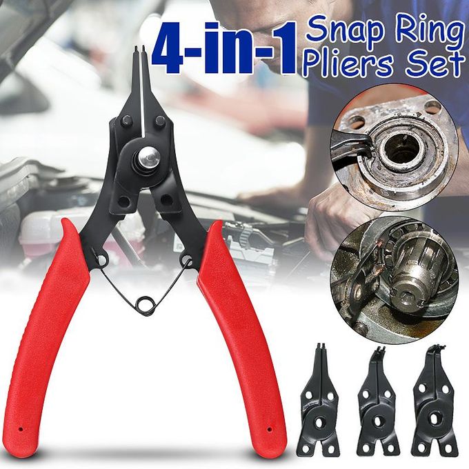 Four in one multifunctional snap ring pliers four head retaining ring ...