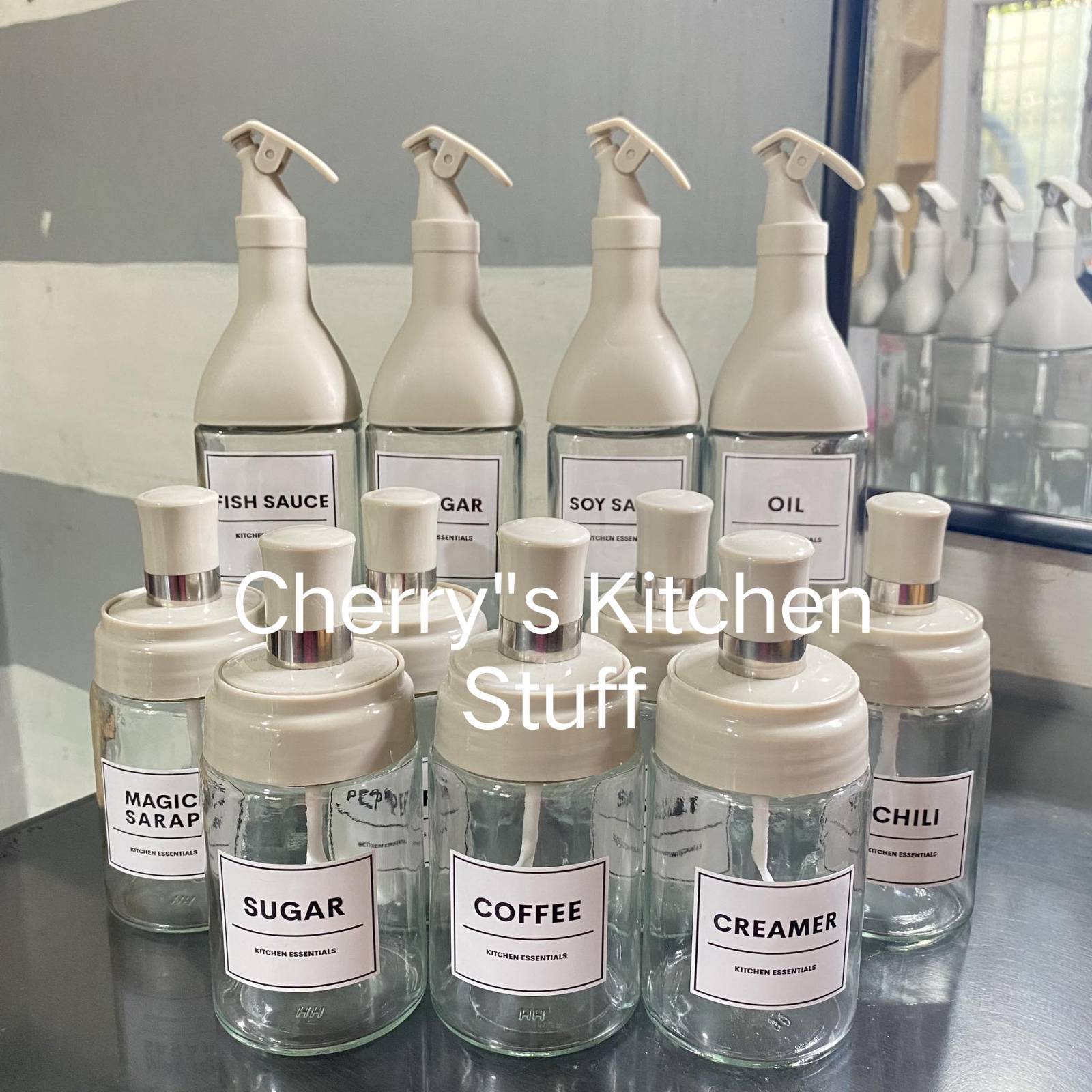 CKS Condiments Bottle Set Container Nordic Transparent Air Tight Nozzle ...