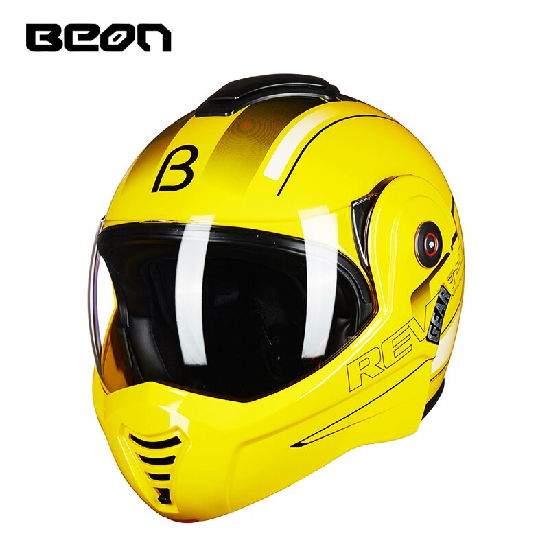 BEON Helmet Motorcycle Flip up Vintage Helmet Full Face Four Seasons ...