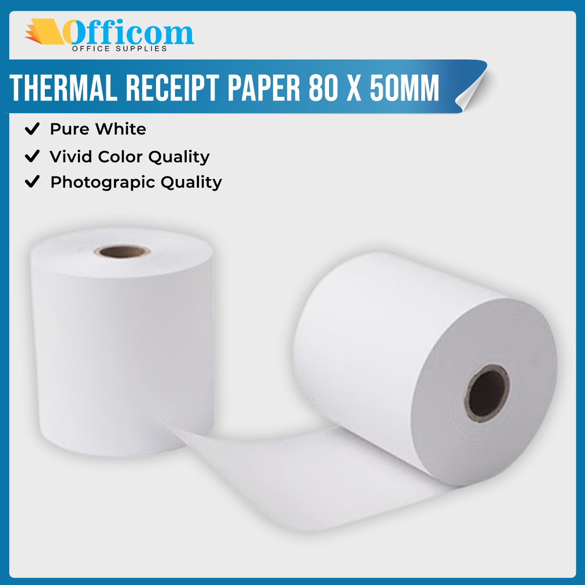 Officom Thermal Receipt Paper POS Paper | 80 x 50mm Size | PCOS /Cash ...