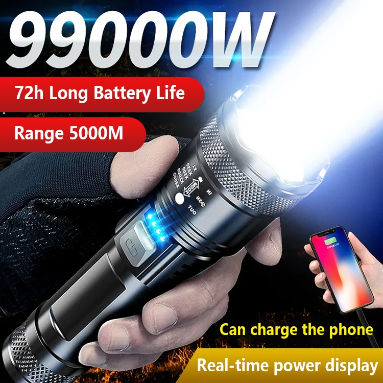 LED Flashlight Super Bright Zoom Flashlight Rechargeable Waterproof ...