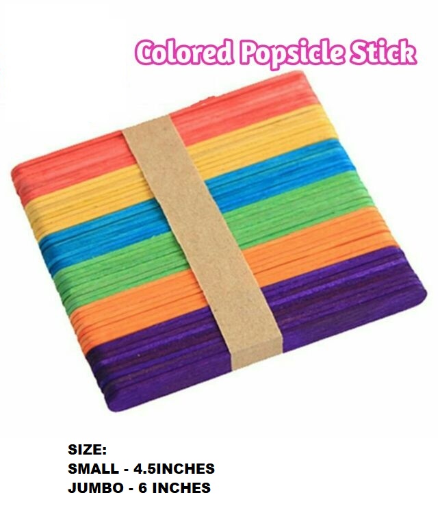 Popsicle Sticks Assorted Colors 50Pieces and Plain 50Pieces (Mini and ...