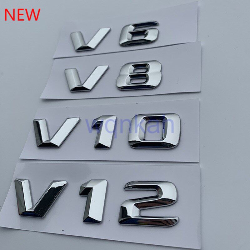 High quality V6 V8 V10 V12 Letter Number Emblem Chrome Logo Car Styling ...