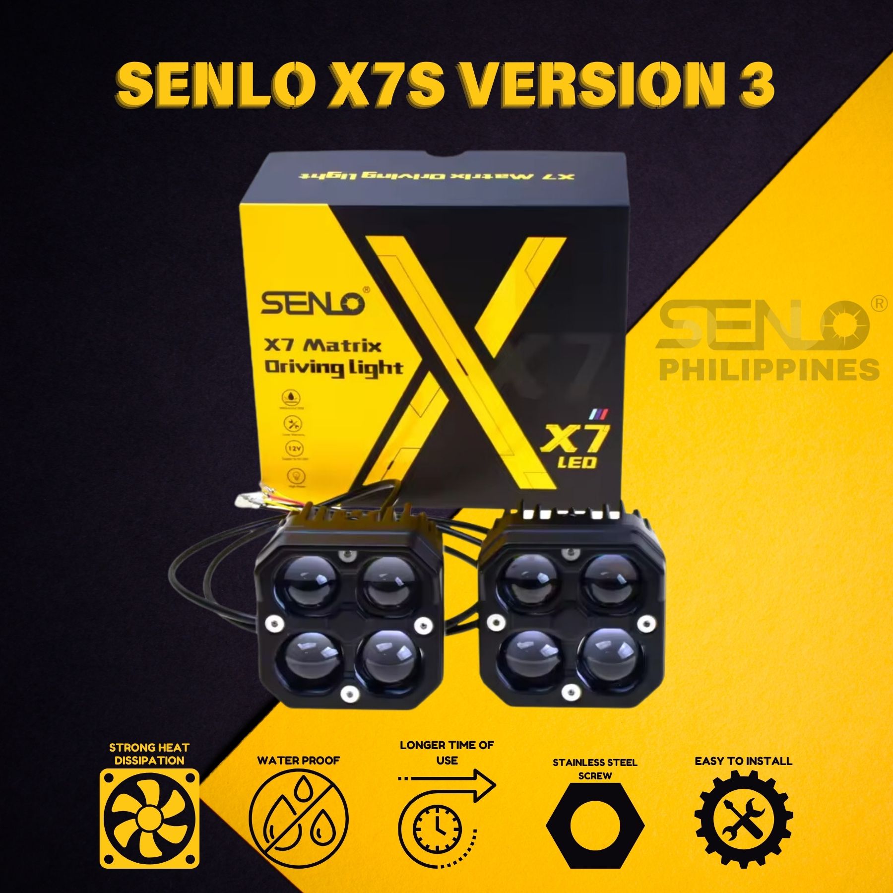 SENLO PH PREMIUM X7S Original Mini Driving Light V3 | 80WATTS | WATER PROOF IP68 | 6Months ...