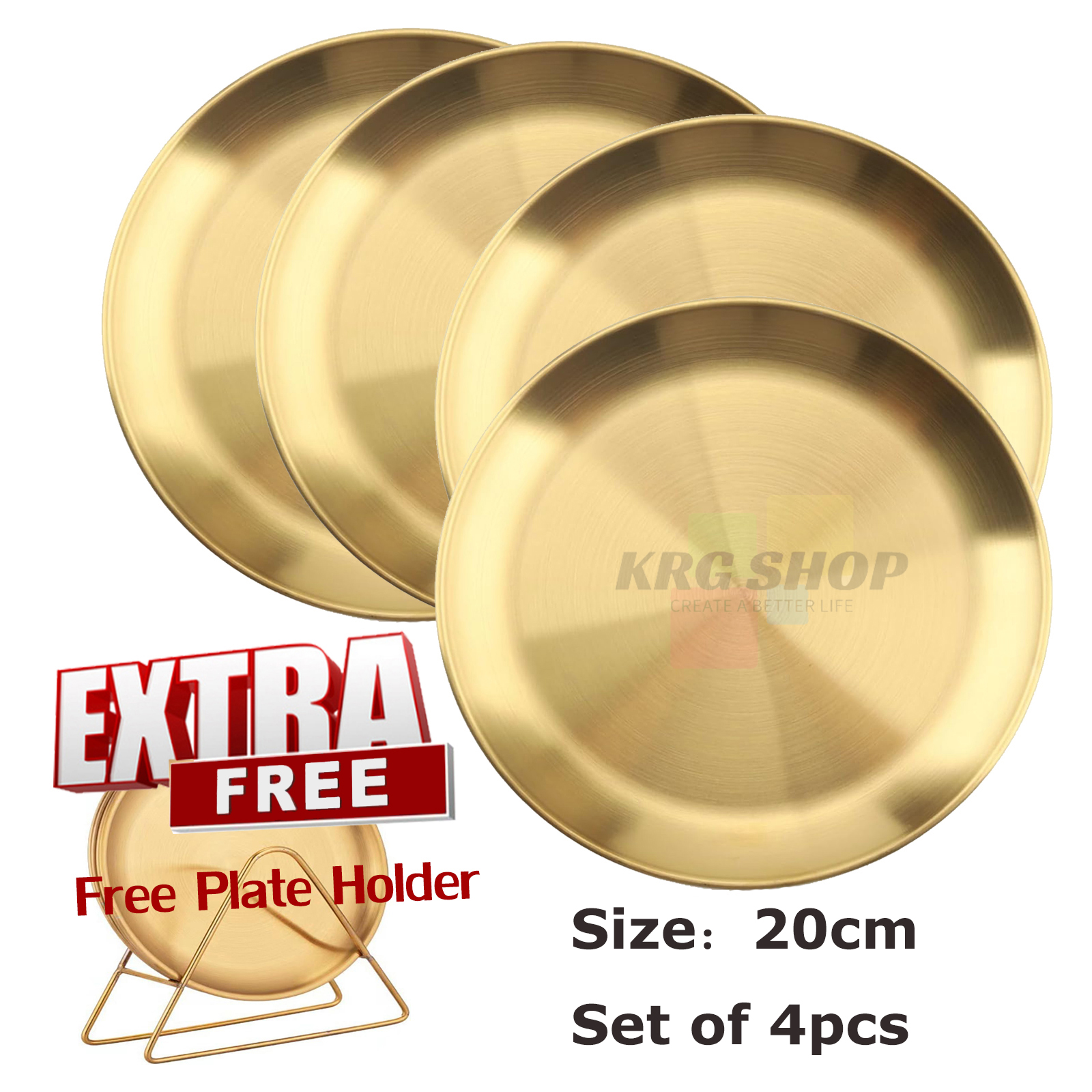 Plate Set Round Plates Stainless Serving Plate Unbreakable Dinner ...