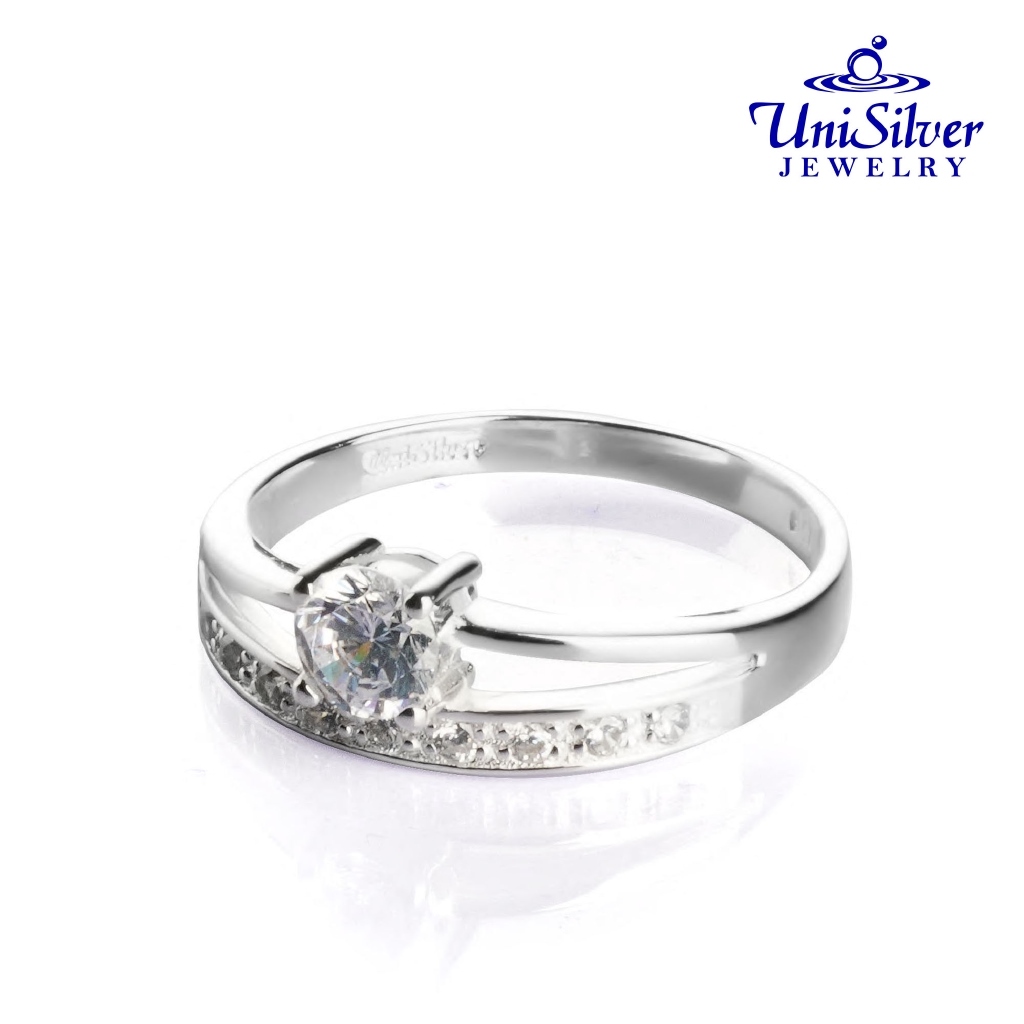 Unisilver 925 Split Round Center Stone Ladies Ring (RS288-1001) | Lazada PH
