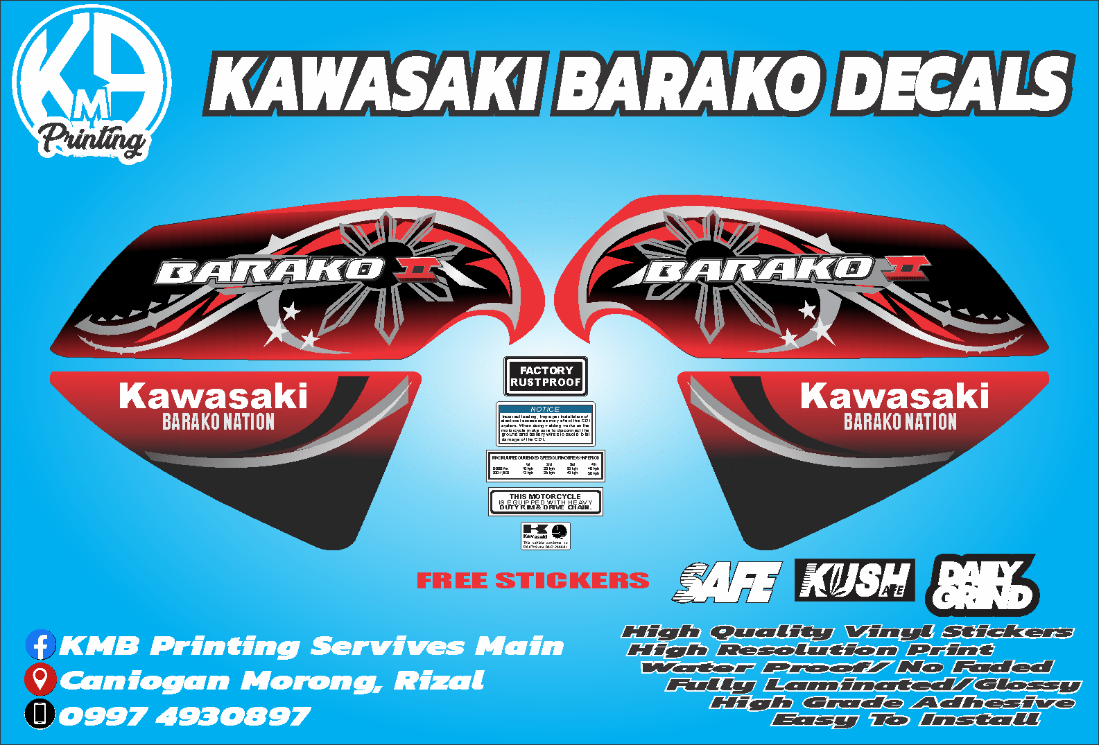 Kawasaki Barako 2 Sticker Decals | Lazada PH