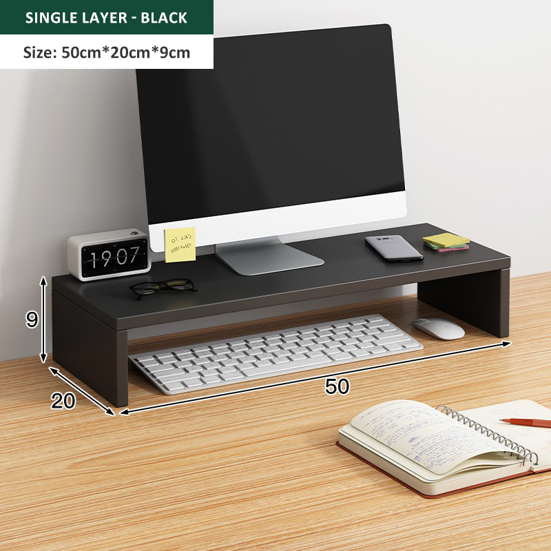 Computer Monitor Holder 1/2 Layer Desktop Screen Increased Rack Wooden ...