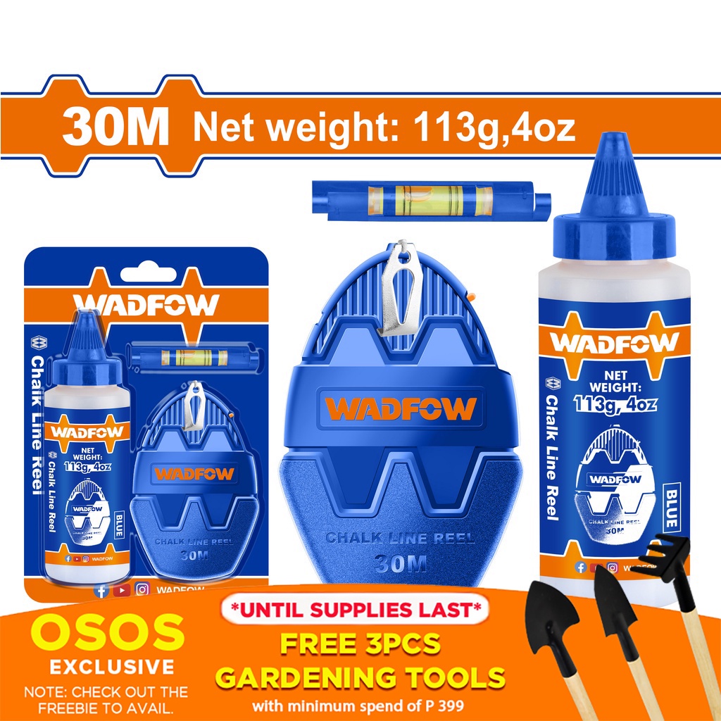 WADFOW Tools Original WHX1630 Chalk Line Reel Set 113g/4oz Pitik with ...