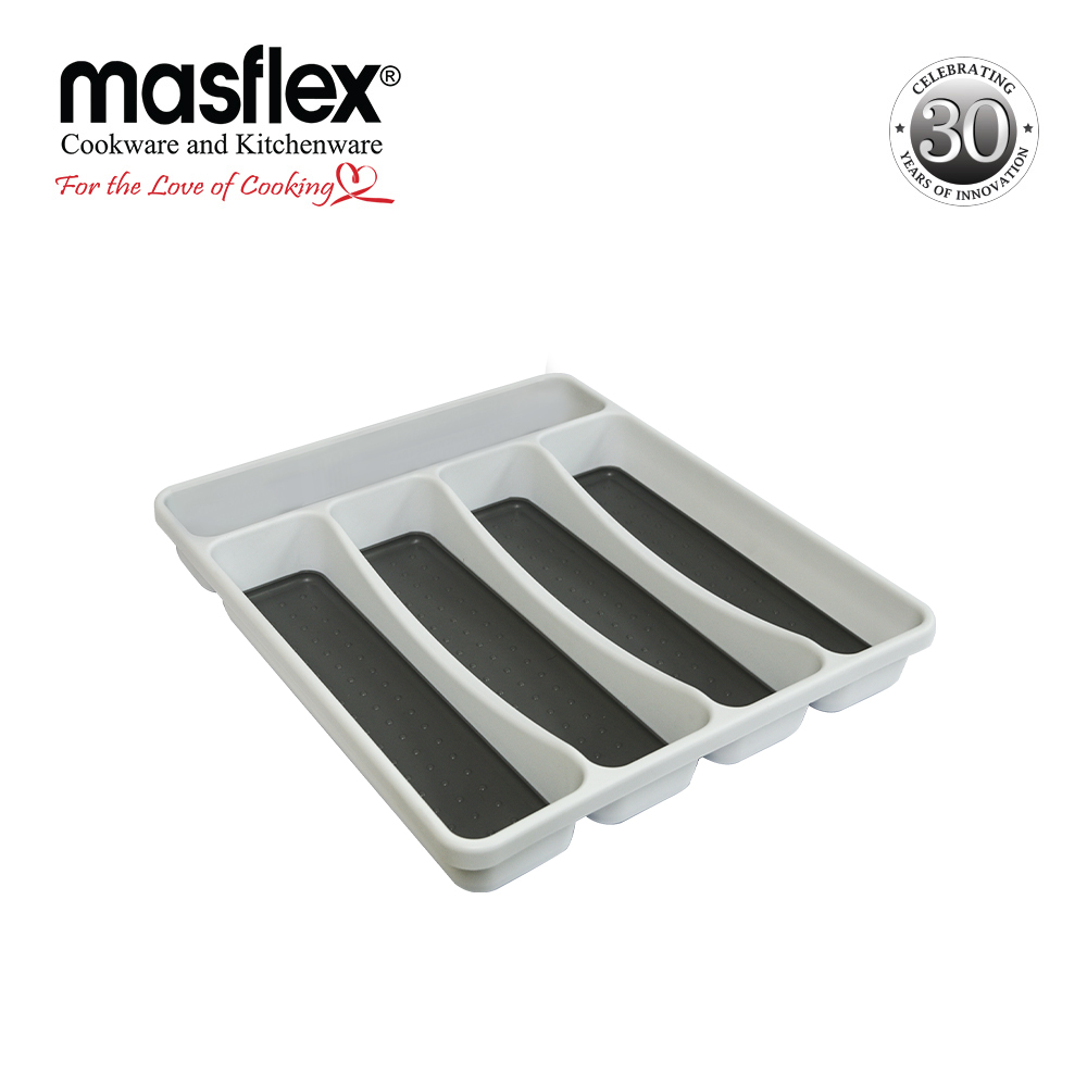 Masflex 5 Compartment Flatware Tray with Non-Skid Interior in Gray L 32 ...