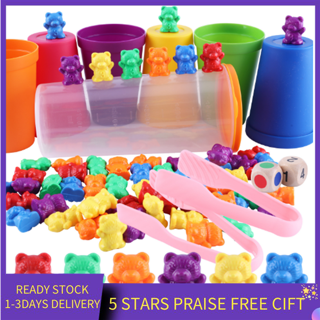 Rainbow Counting Bears Counting Bears Set With Matching Sorting Cups ...