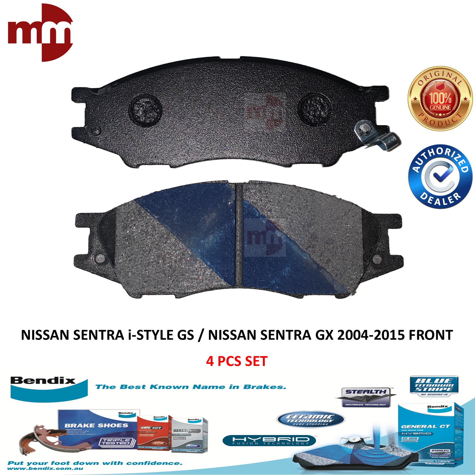 BENDIX GCT Brake Pads for NISSAN SENTRA i STYLE GS / SENTRA GX 2004 ...