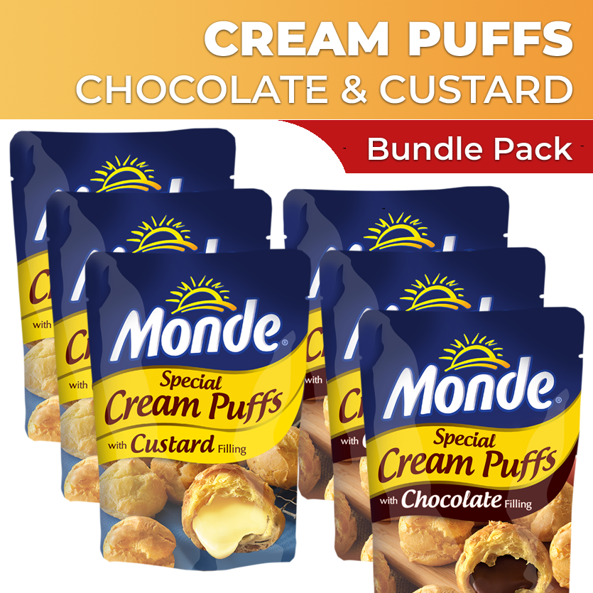 Monde Special Cream Puffs Custard 25g x 3 + Monde Special Cream Puffs ...