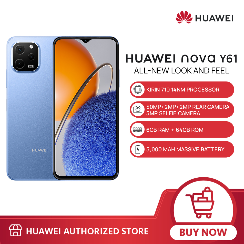 HUAWEI Nova Y61 Smartphone | 6GB + 64GB | 50 MP AI Triple Camera | 22.5 ...