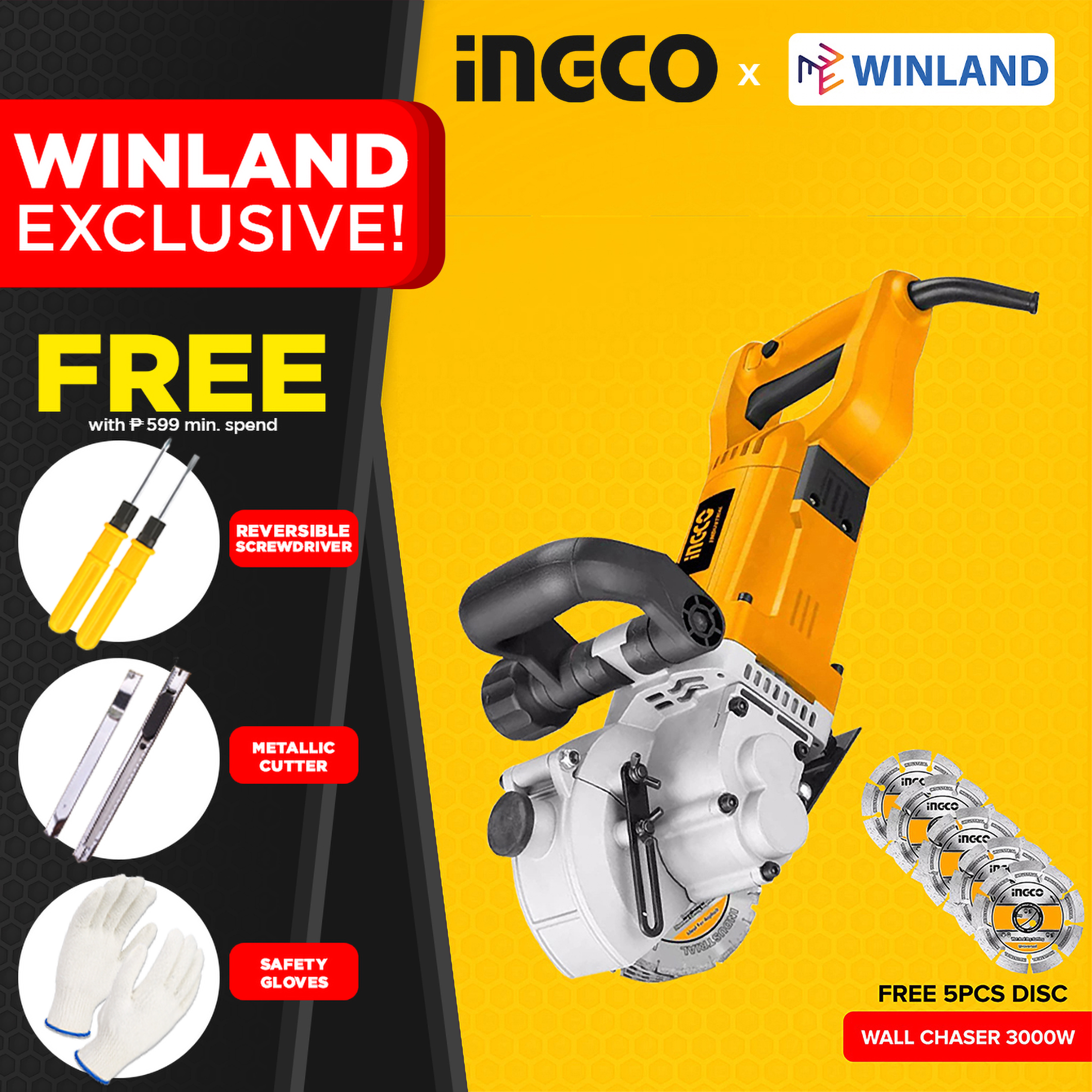 INGCO by Winland Wall Chaser Power Tool 3000W WLC30001 | Lazada PH