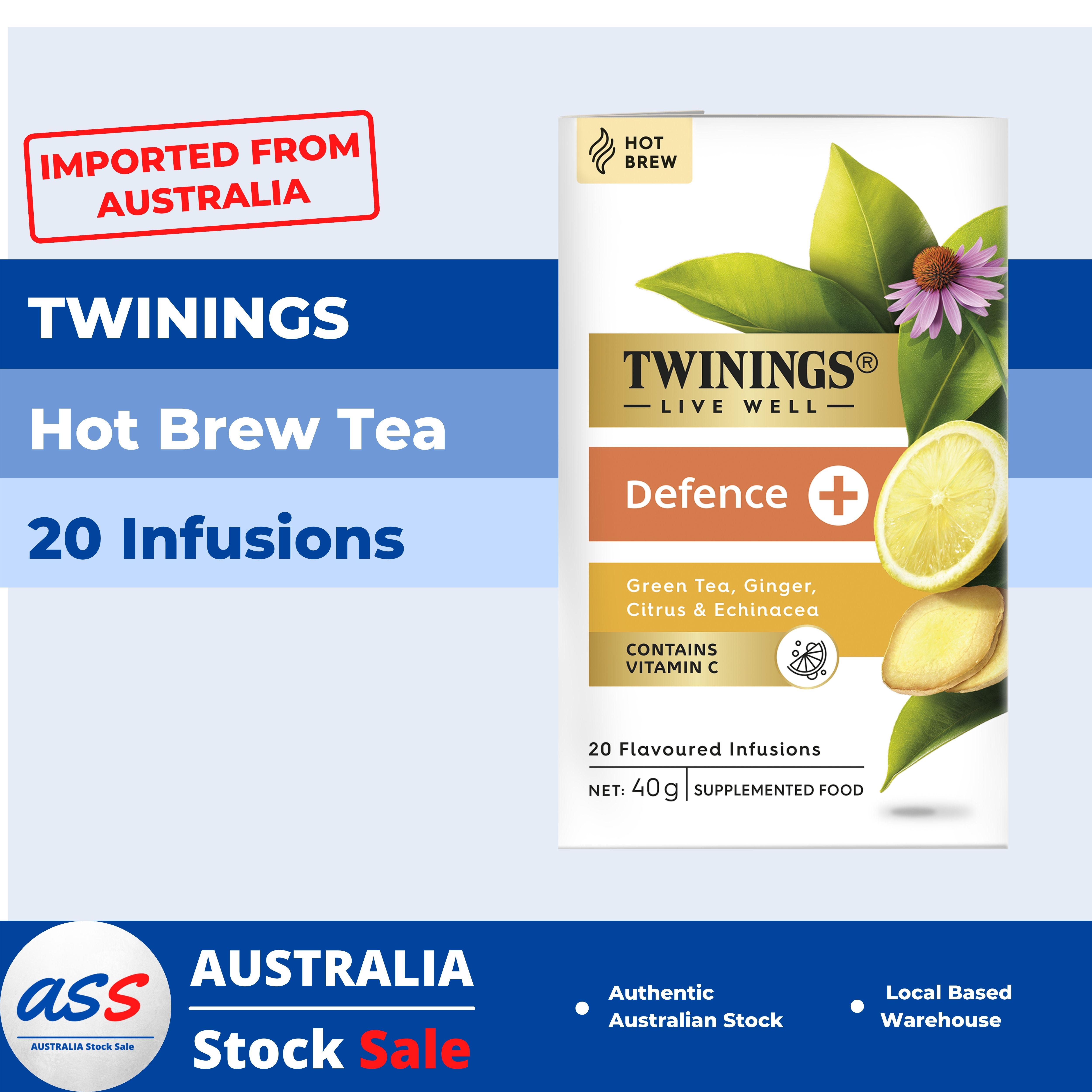 Twinings Live Well Defence+ (Green Tea, Ginger, Citrus & Echinacea ...