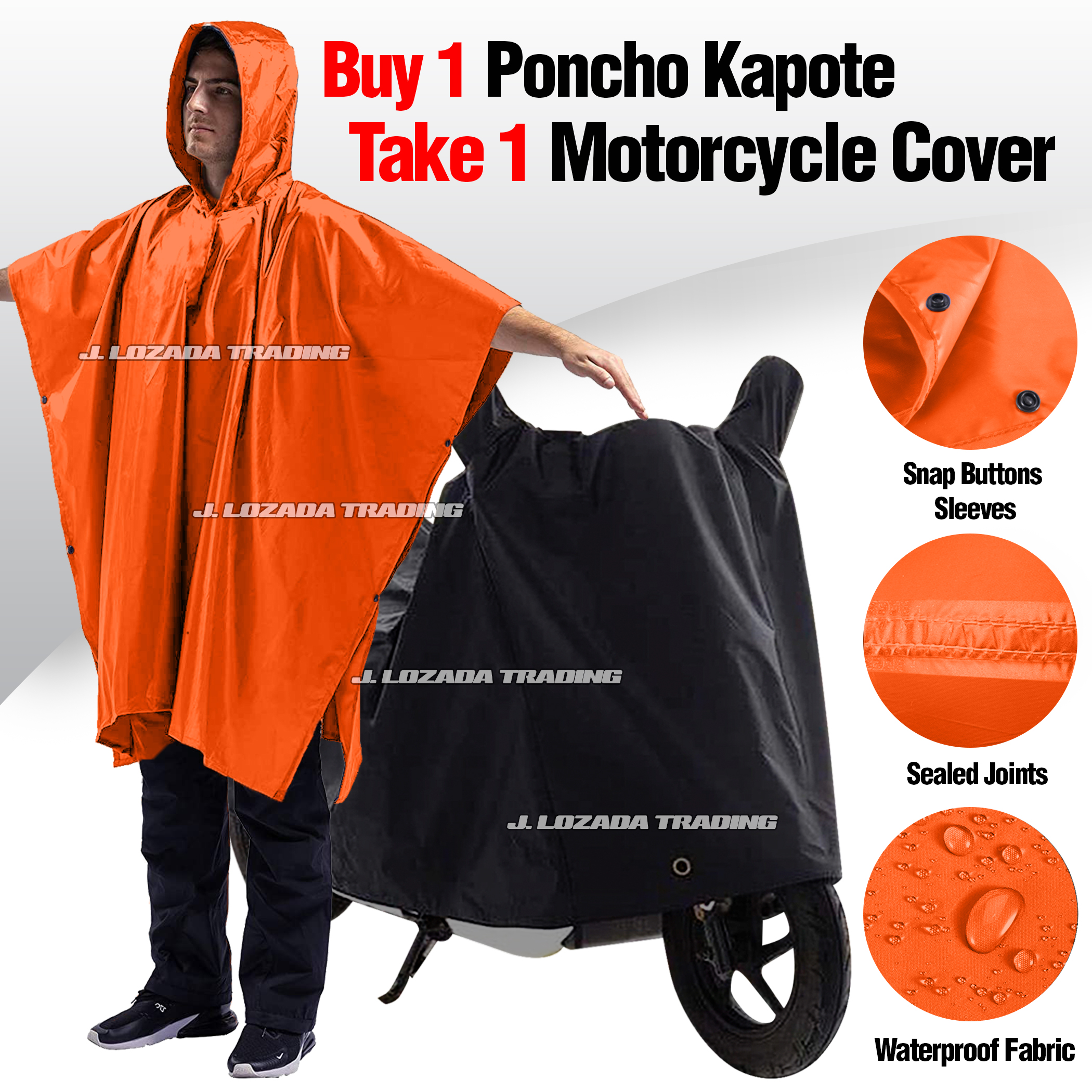 HIGH QUALITY RAINCOAT WITH MOTORCYCLE COVER, KAPOTE, VULCANIZE STITCH ...