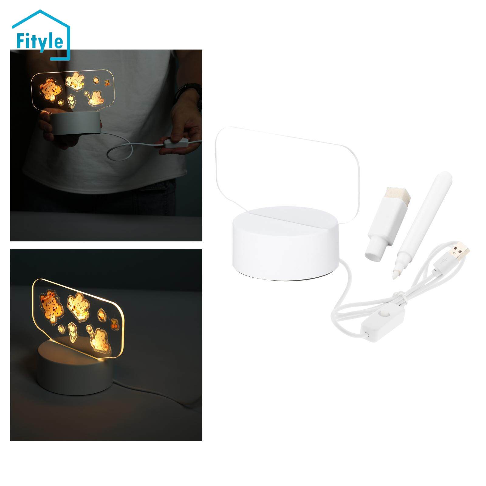 Fityle Acrylic LED Message Writing Board Illuminated Light Dry Erase ...