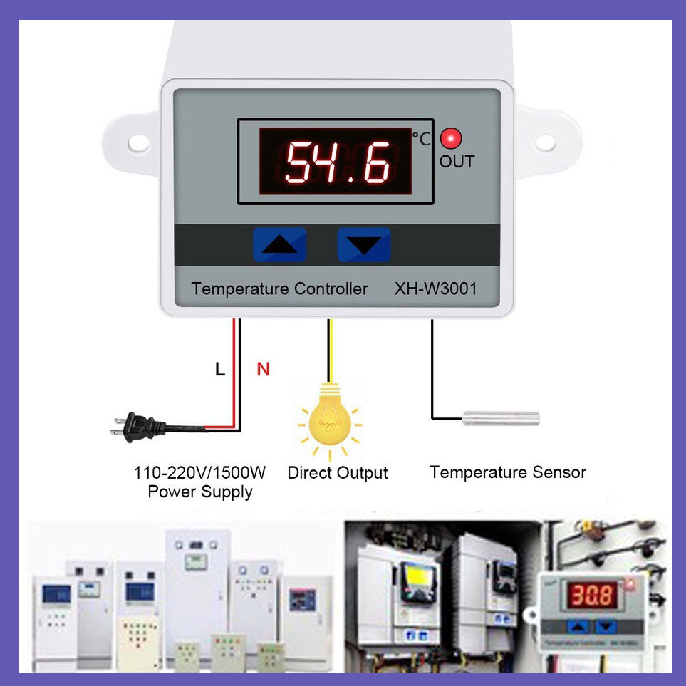 220V 10A Digital LED Temperature Thermostat Controller Switch Probe ...