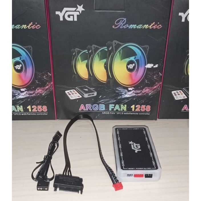 YGT ARGB 1258 Cooling ARGB Fan with ARGB Control Hub & Remote Support ...
