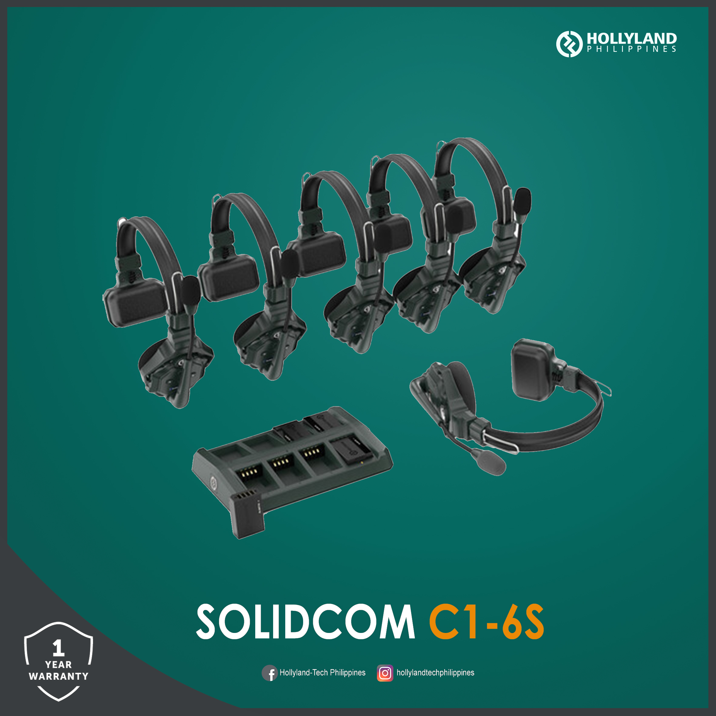 Hollyland Solidcom C1 Full-Duplex Wireless DECT Intercom System (1.9 ...